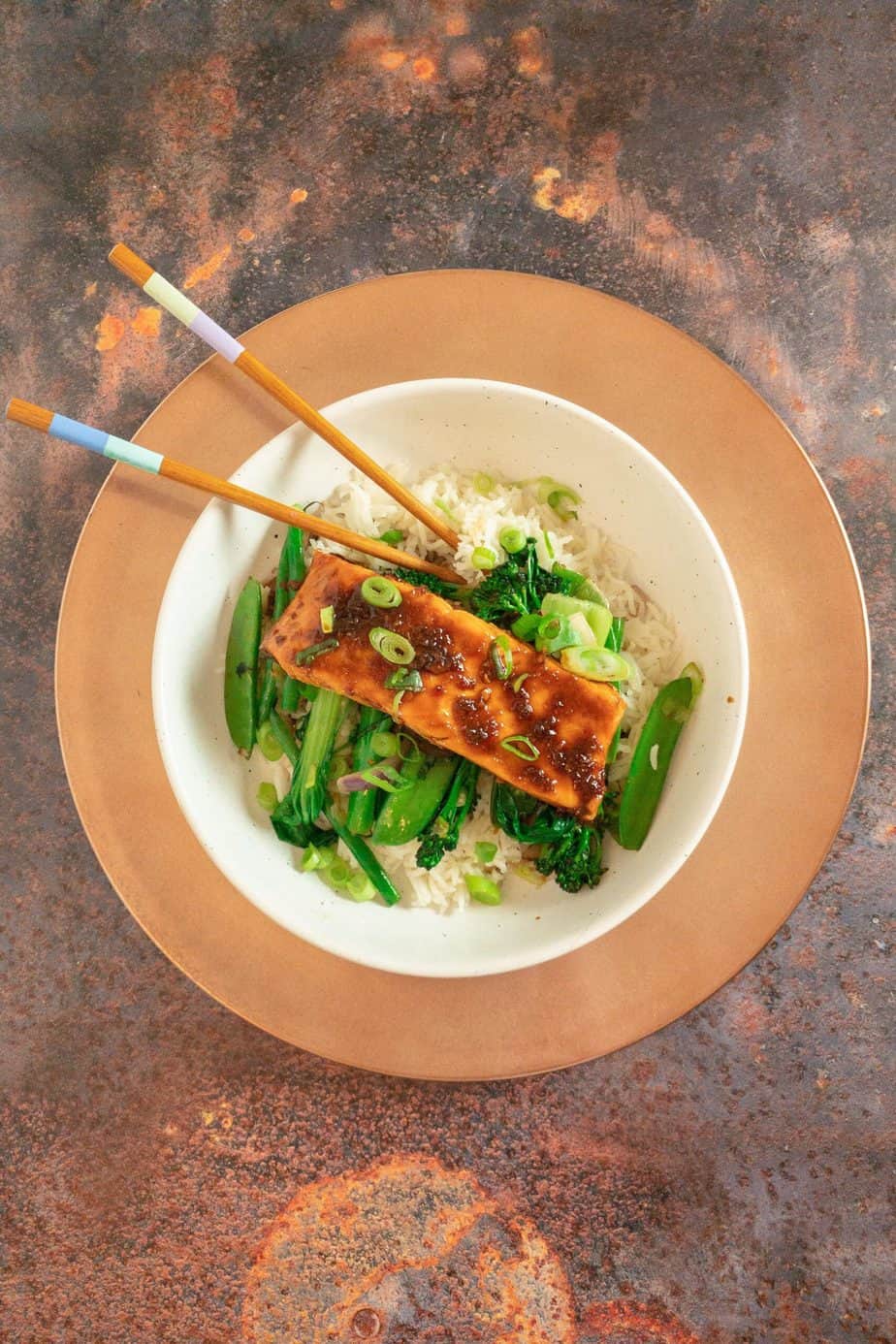 Chilli Soy Salmon with Stir Fry Greens - Carrie's Kitchen