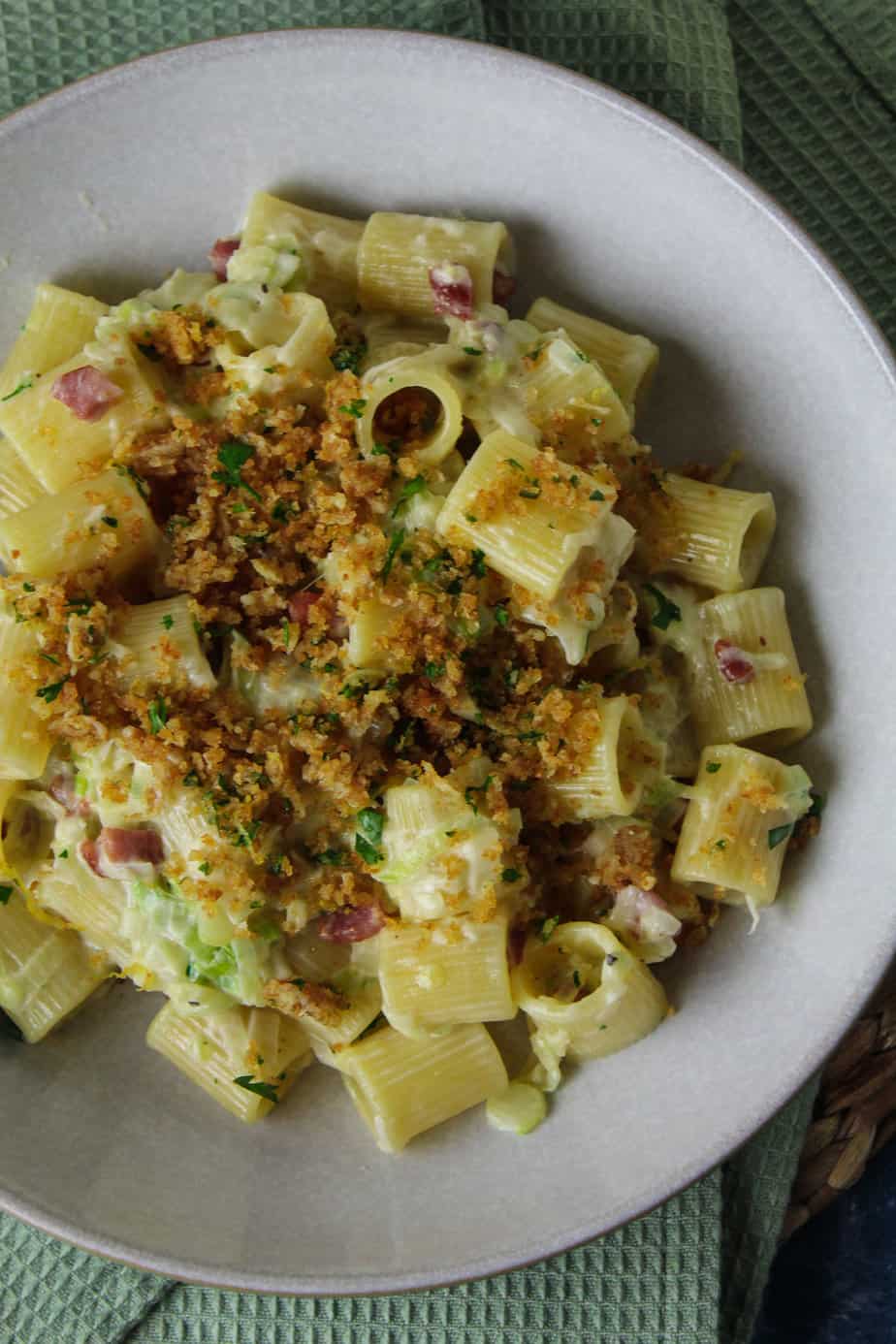 Creamy Leek and Pancetta Pasta - Carrie's Kitchen
