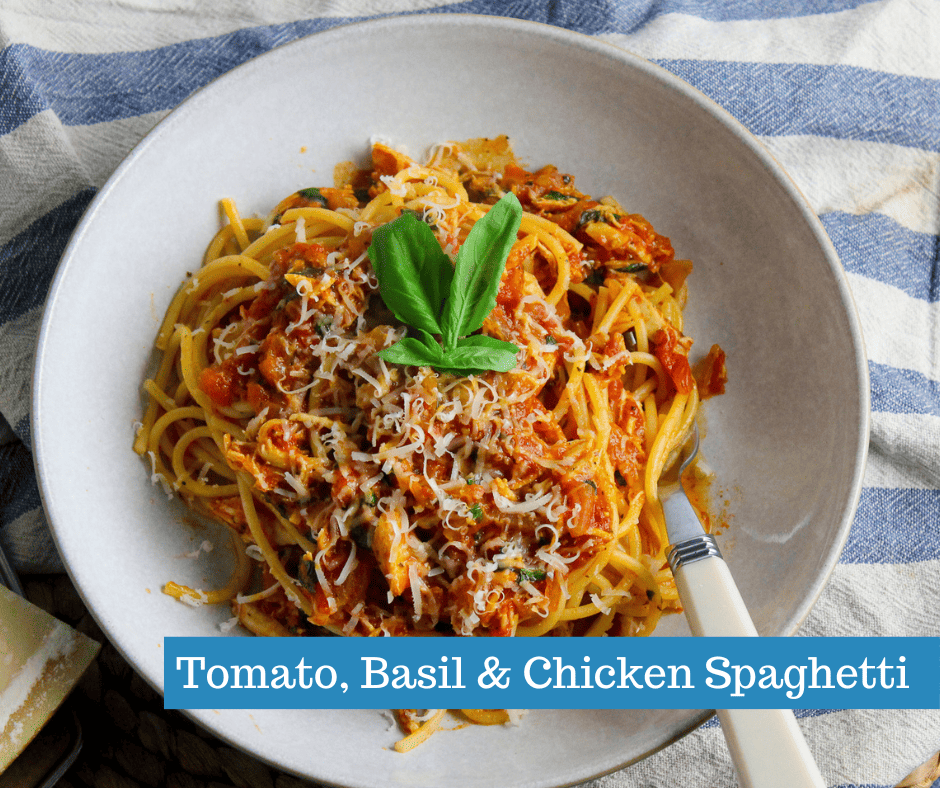 Tomato, Basil & Chicken Pasta - Carrie's Kitchen