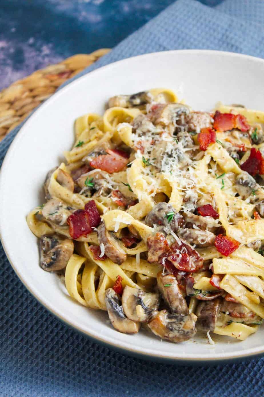 Creamy Bacon and Mushroom Pasta - Carrie's Kitchen